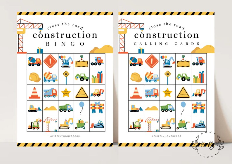 Construction Bingo / Scavenger Hunt Checklist Game Boys Party Birthday ...