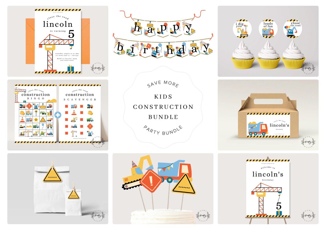 Construction Bingo / Scavenger Hunt Checklist Game Boys Party Birthday ...