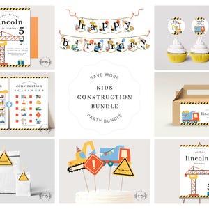 Construction Bingo / Scavenger Hunt Checklist Game Boys Party Birthday ...