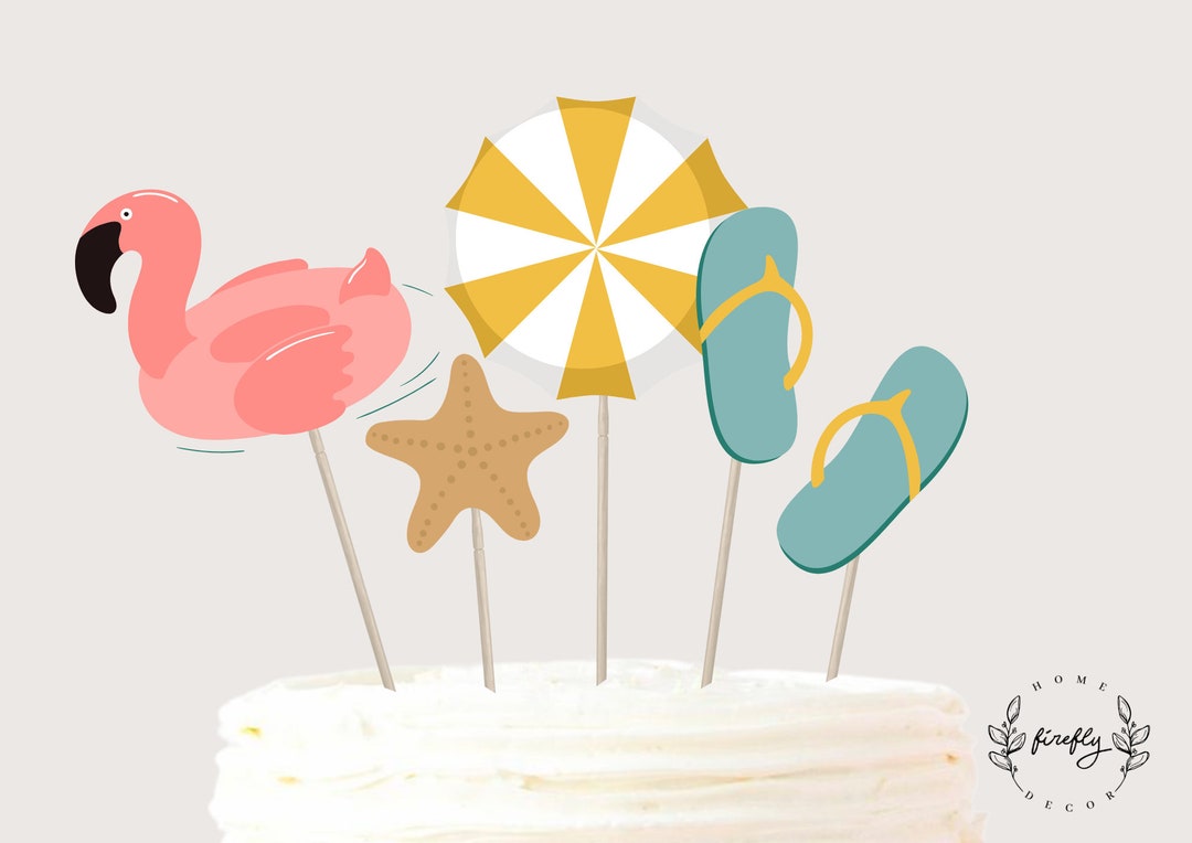 Pool Party Cake Topper Girl Centerpieces Birthday Cake Topper Table ...