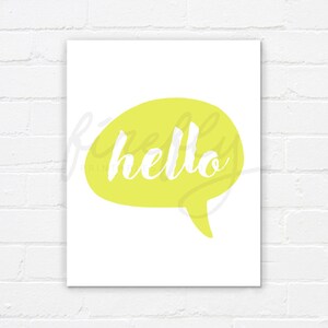 Hello Yellow - Nursery Wall Art Decor Kids Bedroom Printable Digital ...