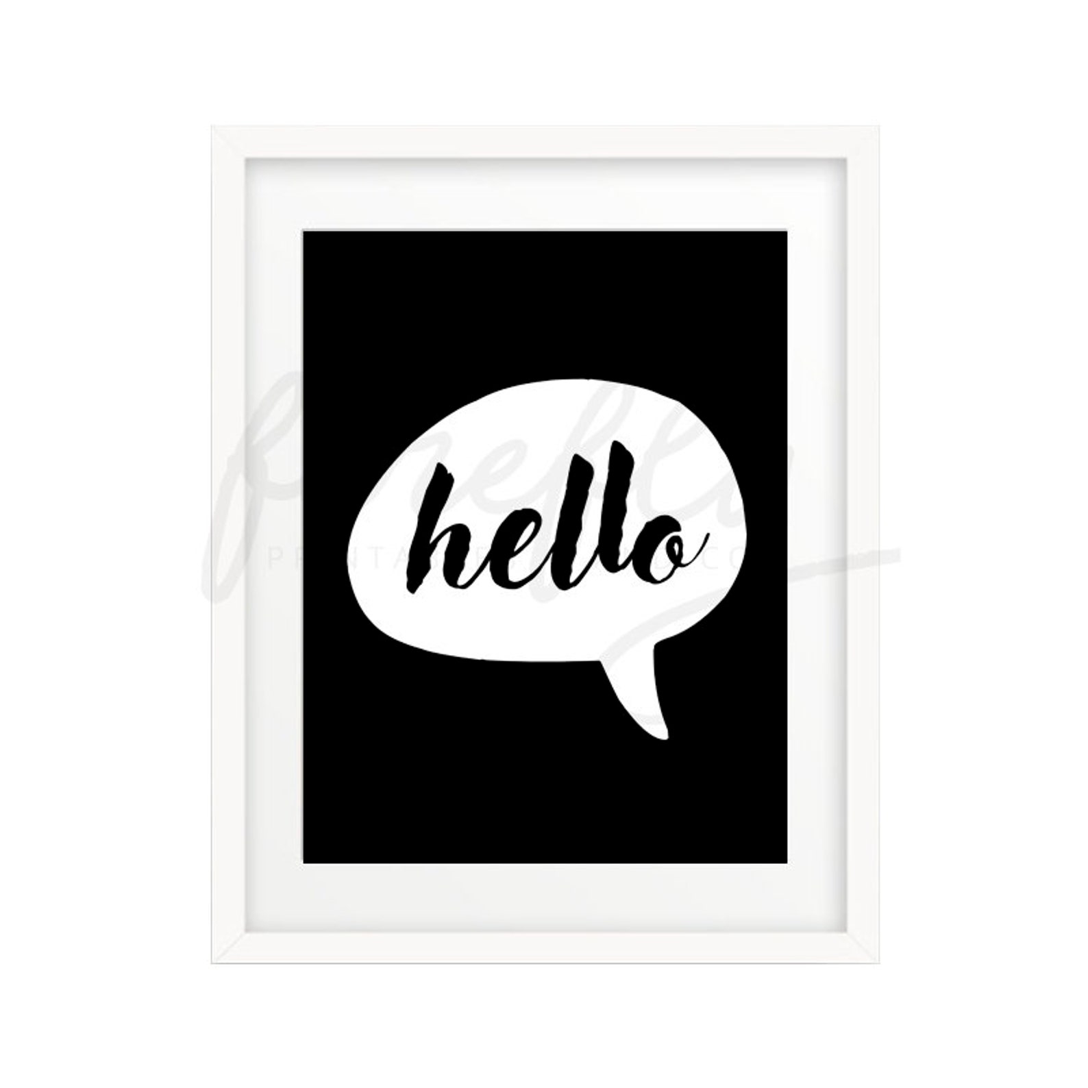 Hello Black & White - Nursery Wall Art Decor Kids Bedroom Printable ...