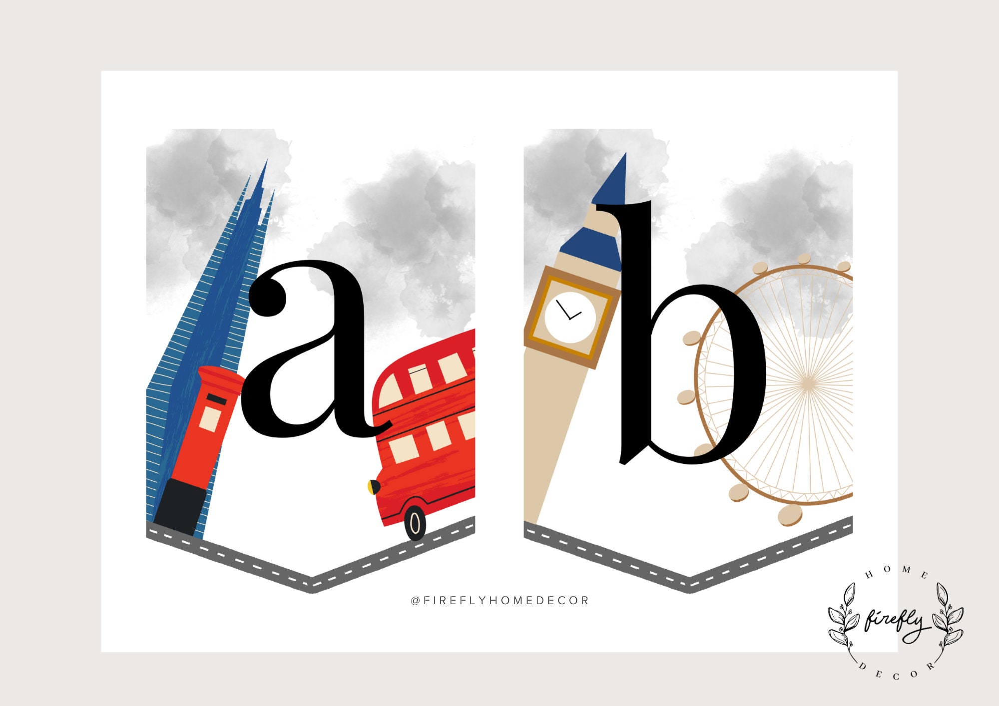 London ABC Numbers Banner Boys London Birthday Banner Party Decorations ...