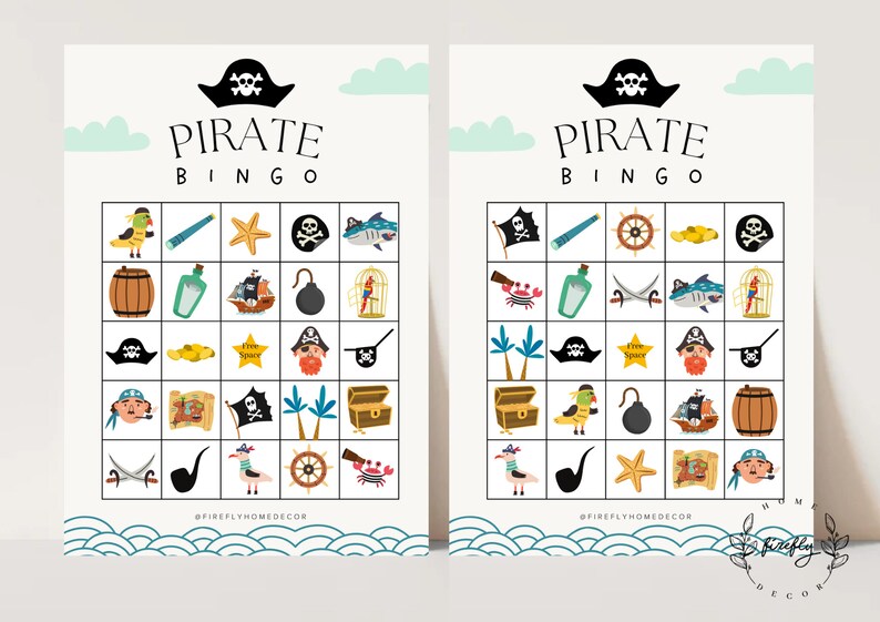 Pirate Bingo / Scavenger Hunt Checklist Game Boys Party Birthday ...