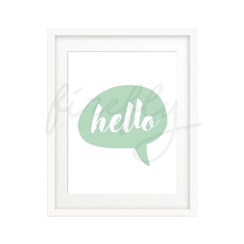 Hello Mint - Nursery Wall Art Decor Kids Bedroom Printable Digital Art ...