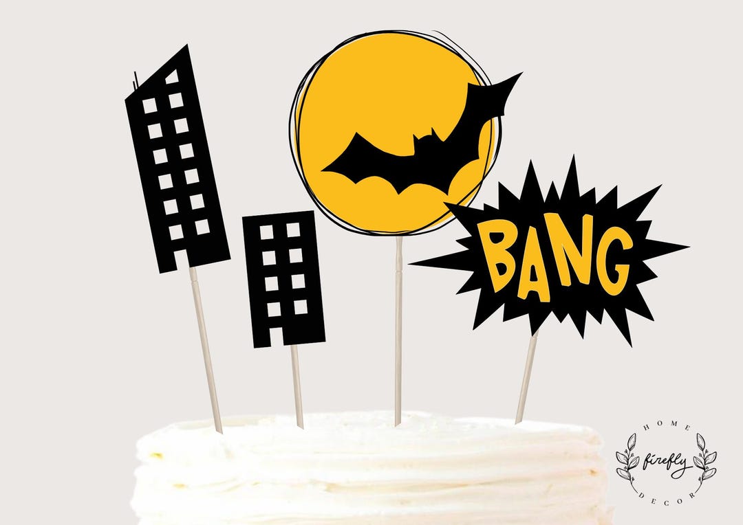 Bat Superhero DC Cake Topper Boys Centerpieces Birthday Cake Topper ...