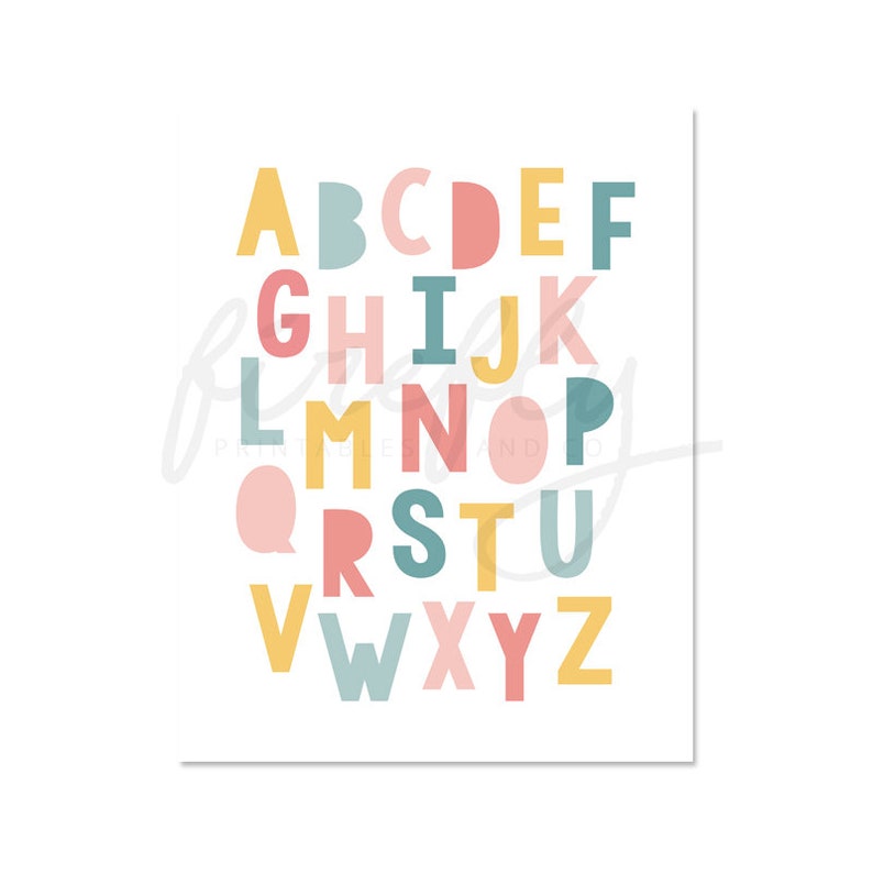 ABC Pastel - Nursery Wall Art Decor Kids Bedroom Printable Digital Art ...