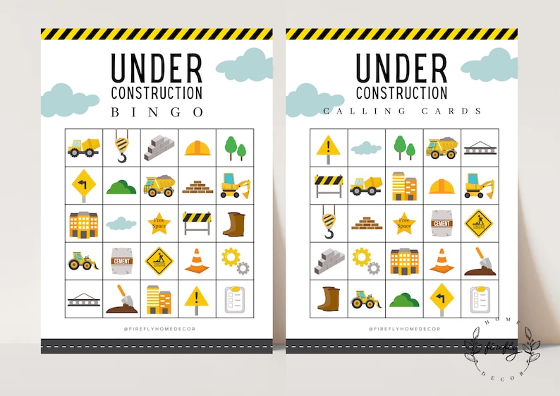Construction Bingo / Scavenger Hunt Checklist Game Boys Party Birthday ...