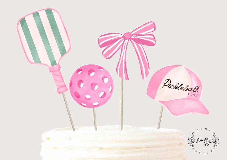 Pickleball Club Party Cake Topper Girl Centerpieces Birthday Cake ...