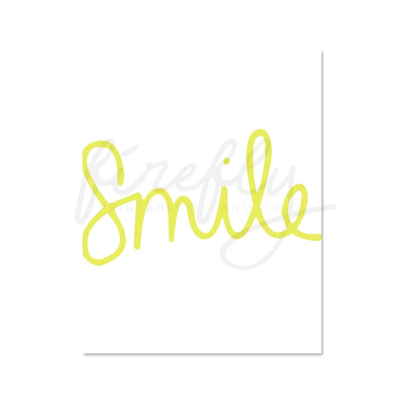 Smile Yellow - Nursery Wall Art Decor Kids Bedroom Printable Digital ...