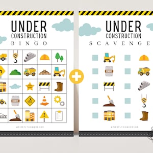 Construction Bingo / Scavenger Hunt Checklist Game Boys Party Birthday ...