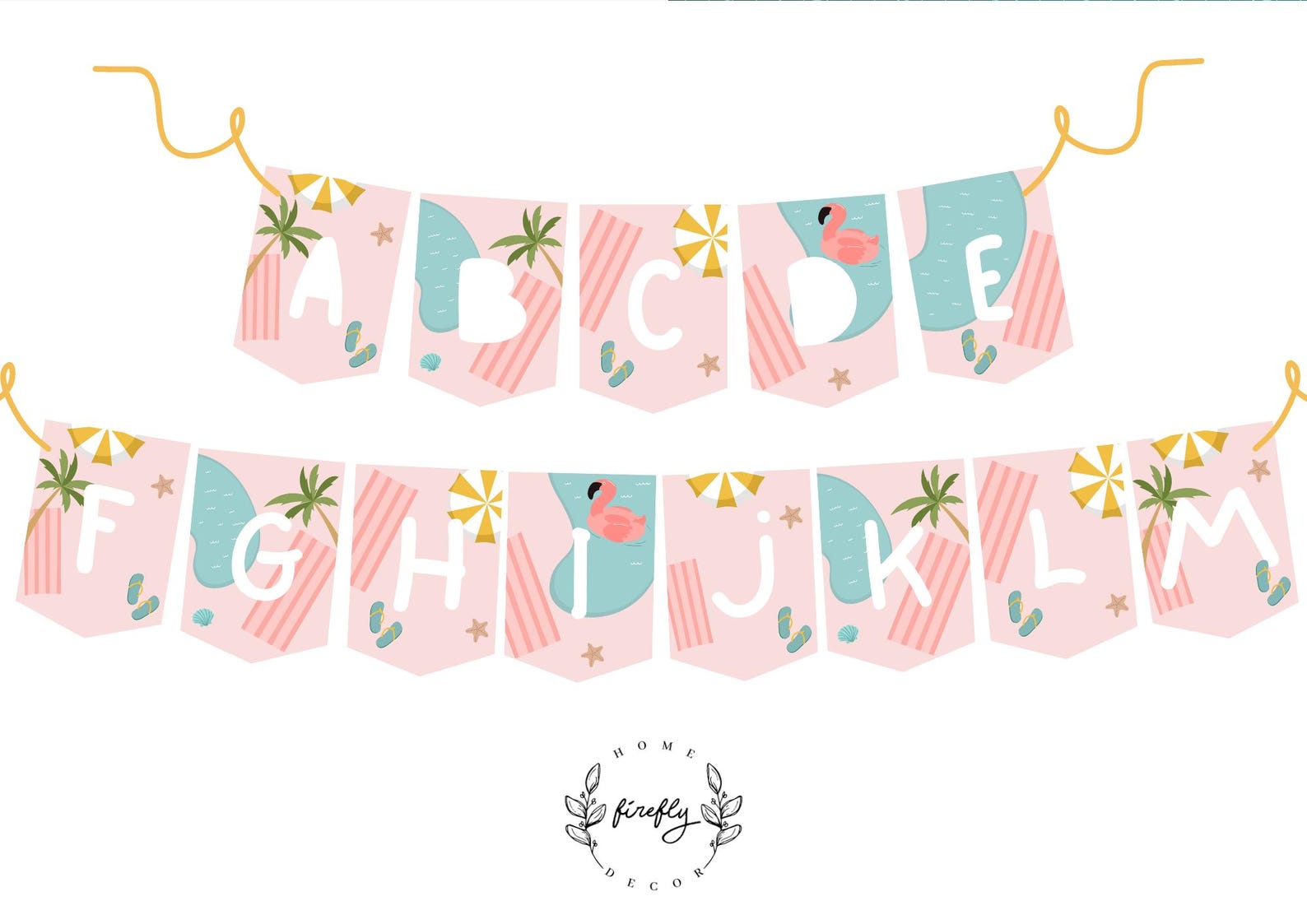 Pool Party ABC Numbers Banner Girl Pool Party Birthday Banner Party ...