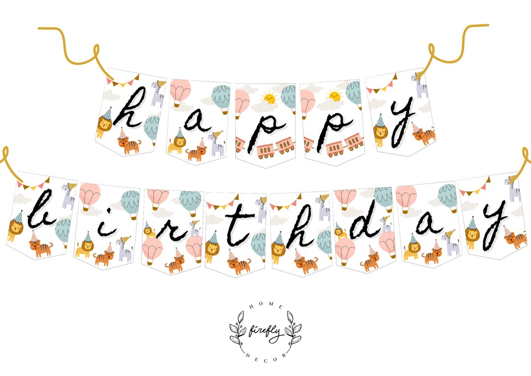 Party Animals Happy Birthday Banner Girl Party Animals Birthday Banner ...