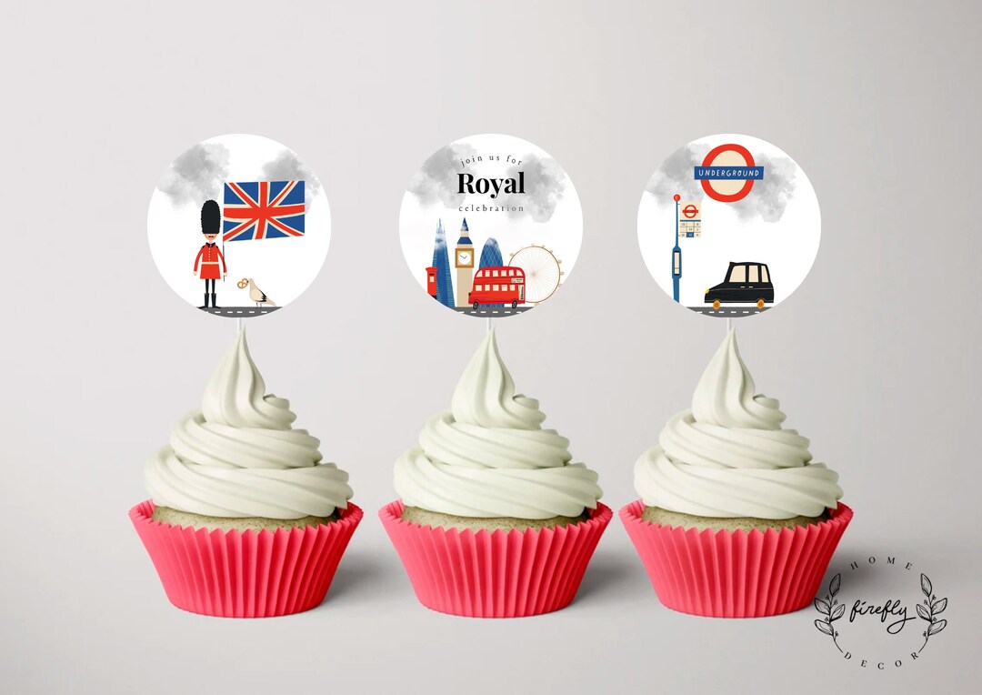 London Cupcake Topper Boys Birthday Cupcake Topper Tags Party ...