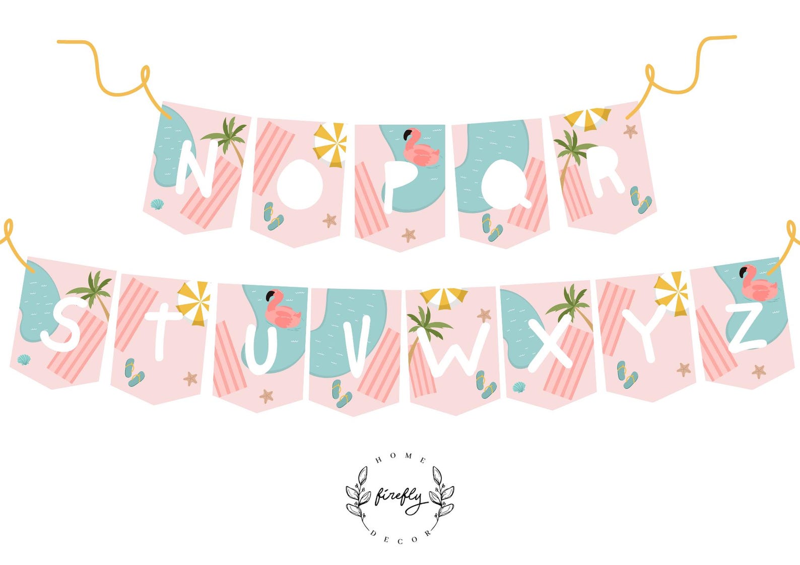 Pool Party ABC Numbers Banner Girl Pool Party Birthday Banner Party ...
