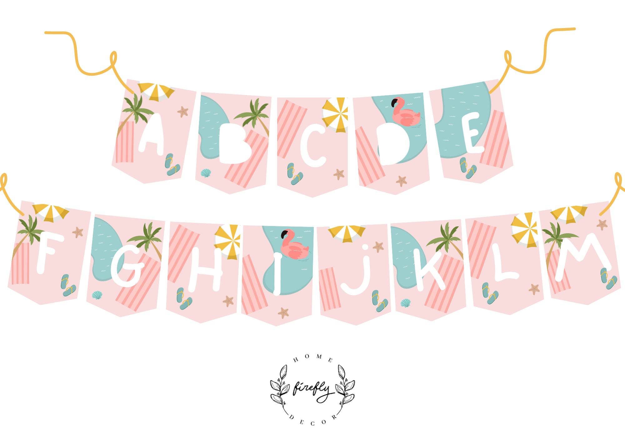 Pool Party ABC Numbers Banner Girl Pool Party Birthday Banner Party ...