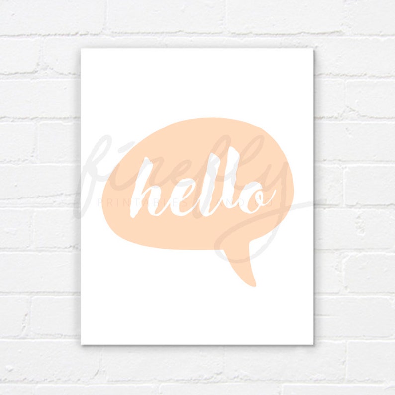 Hello Pink - Nursery Wall Art Decor Kids Bedroom Printable Digital Art ...