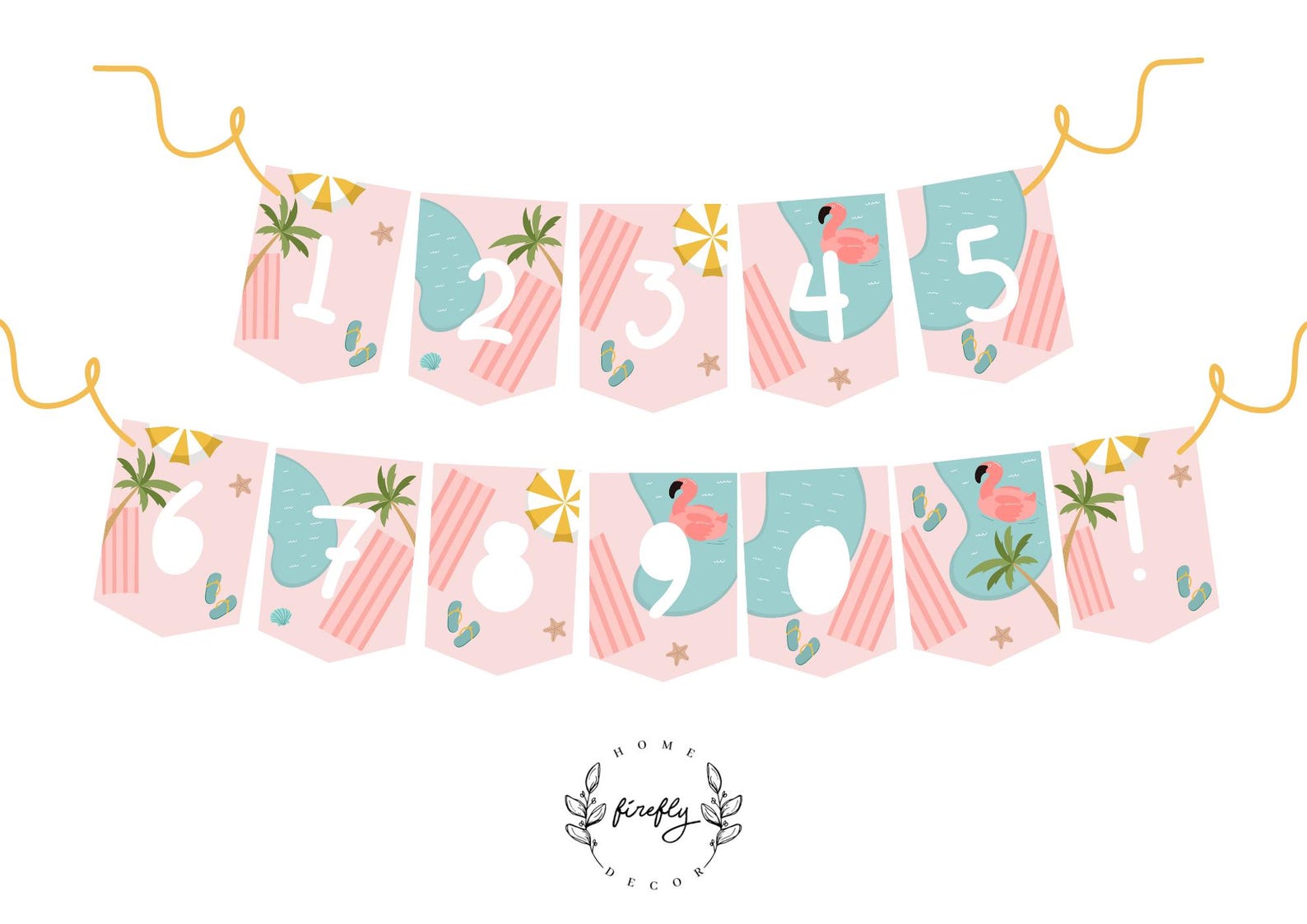 Pool Party ABC Numbers Banner Girl Pool Party Birthday Banner Party ...