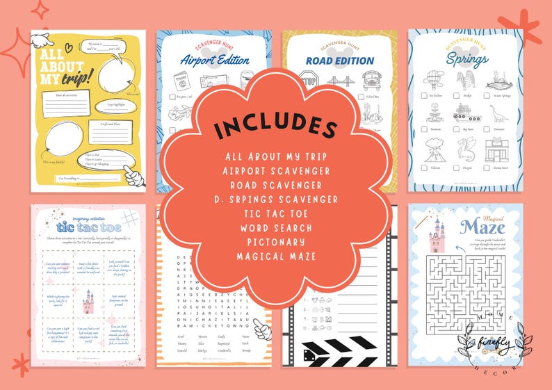 48 Printable Games W/solution Activity for Family Road Trip, Flying, or ...