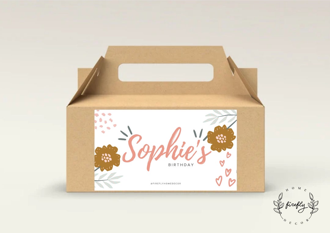 Boho Birthday Party Gable Box Favor Label Girl Gift Box Label Tags ...