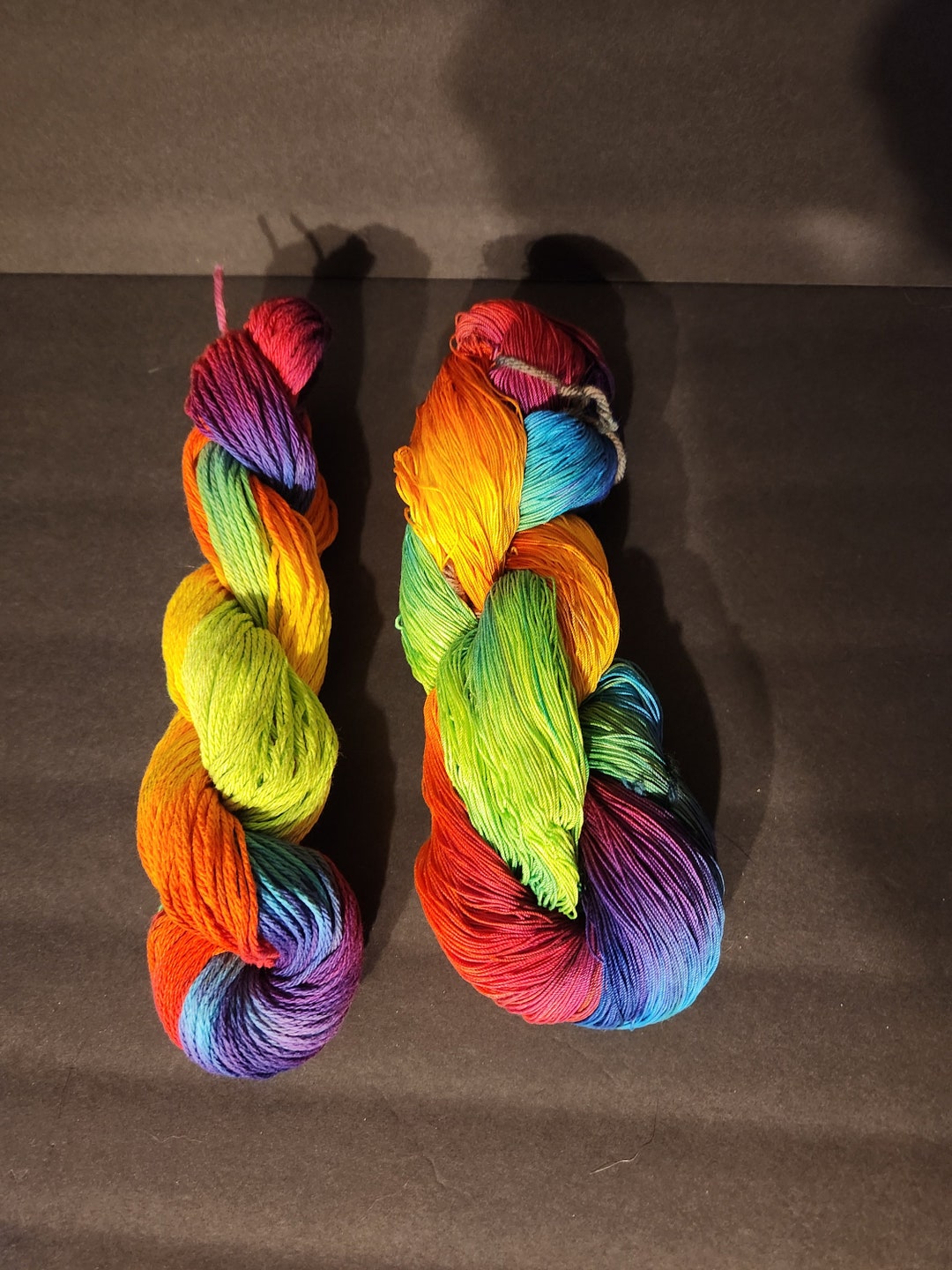 Handdyed Neon Rainbow Cotton Yarn, Colorway Technicolor. Made to Order ...