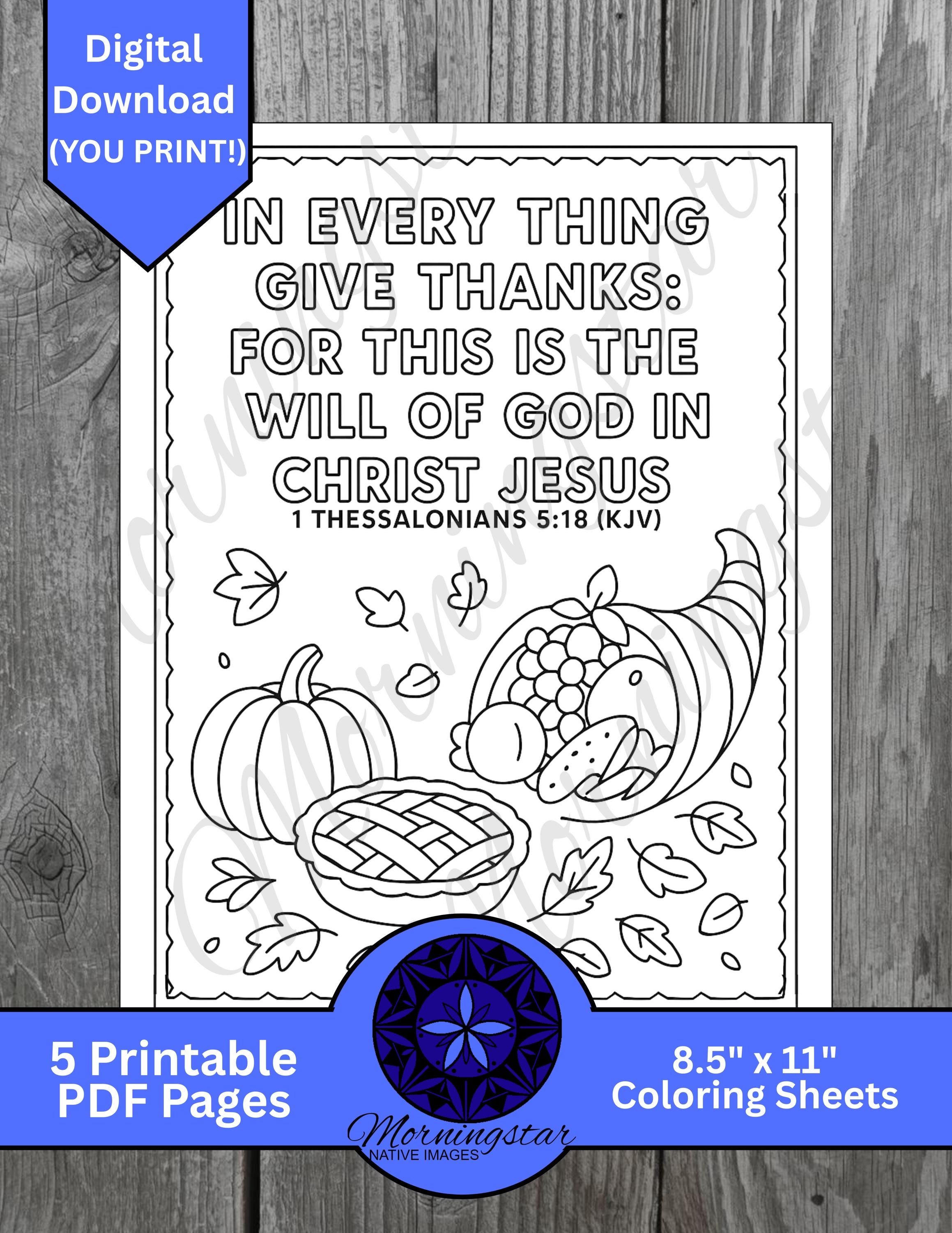 1 Thessalonians 5:18 Coloring Page | Give Thanks Printable | Christian ...
