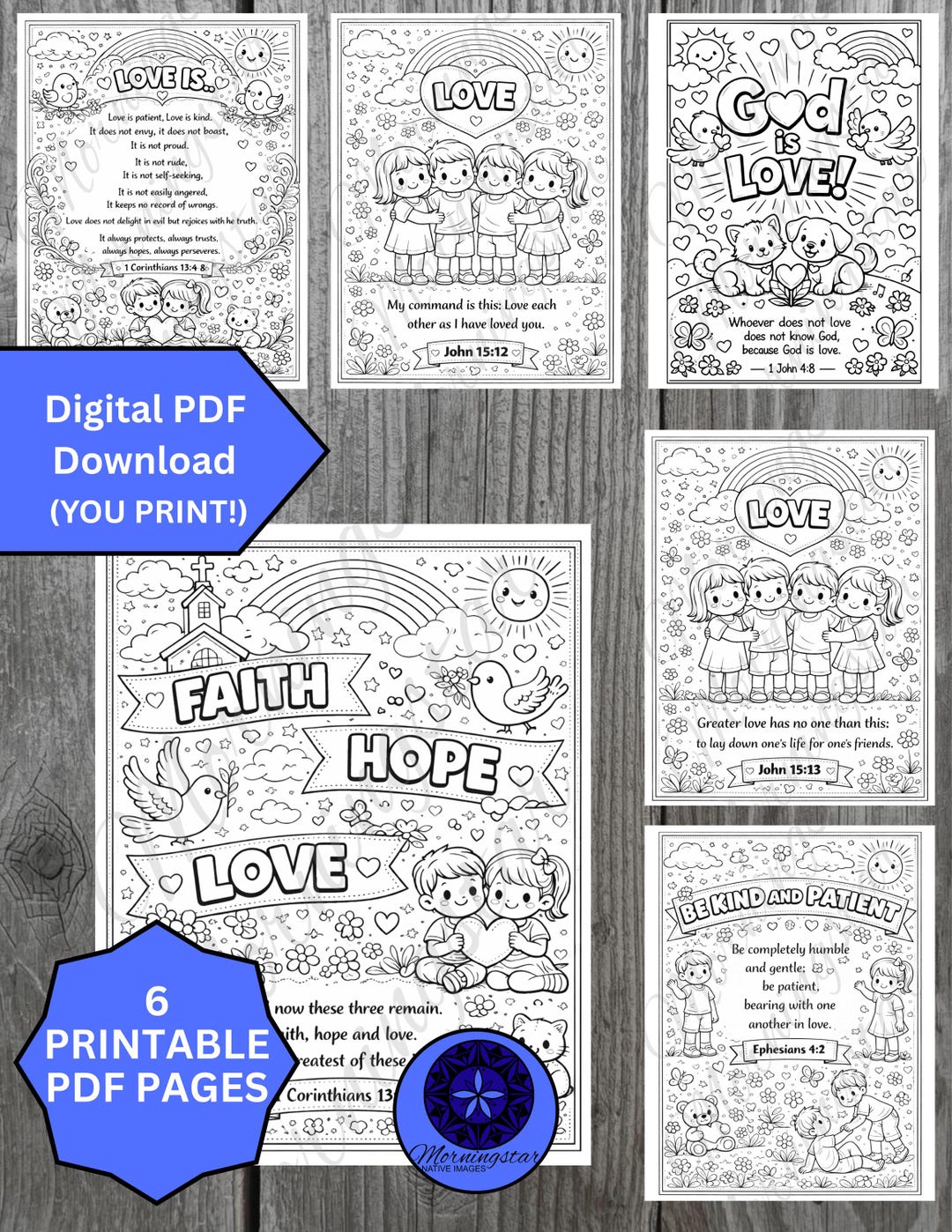 God's Love Coloring Pages | Bible Verse Activity (PDF Set) - Etsy