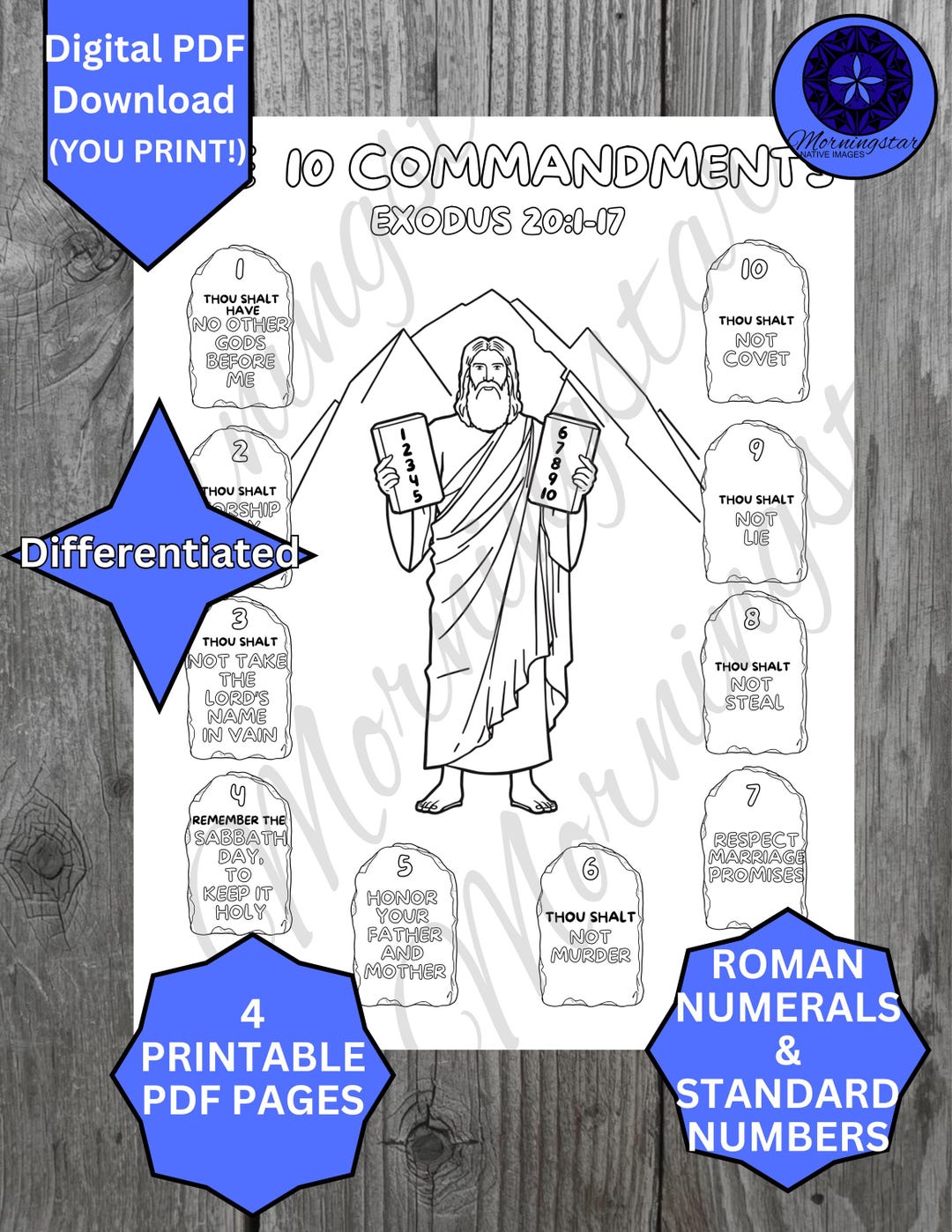 Moses and the 10 Commandments Coloring Page | Bible Story Printable ...