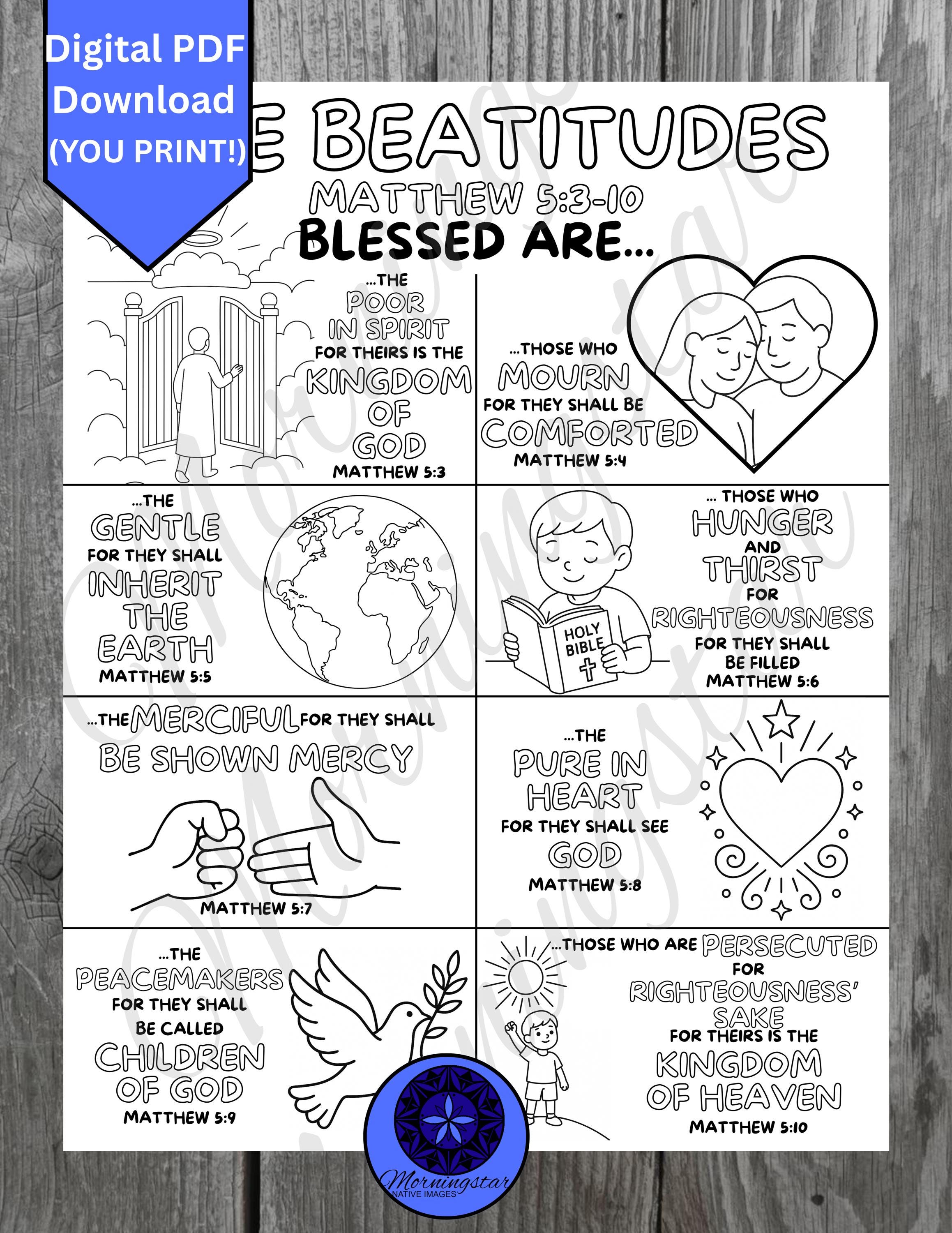 Beatitudes Coloring Page | Matthew 5:3-10 Sunday School (PDF Download ...
