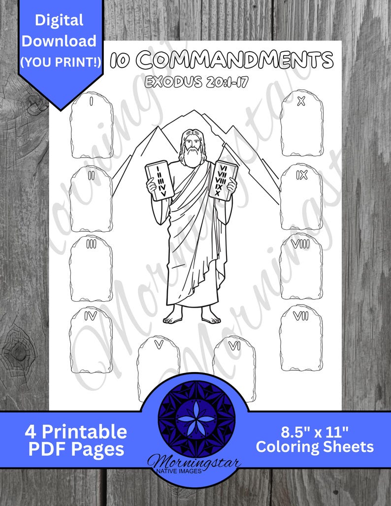 Moses and the 10 Commandments Coloring Page | Bible Story Printable ...