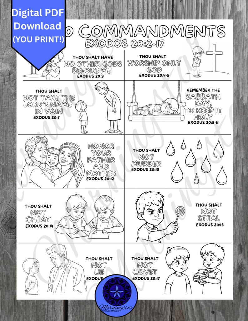 10 Commandments Coloring Page | Bible Verse Printable | Sunday School ...