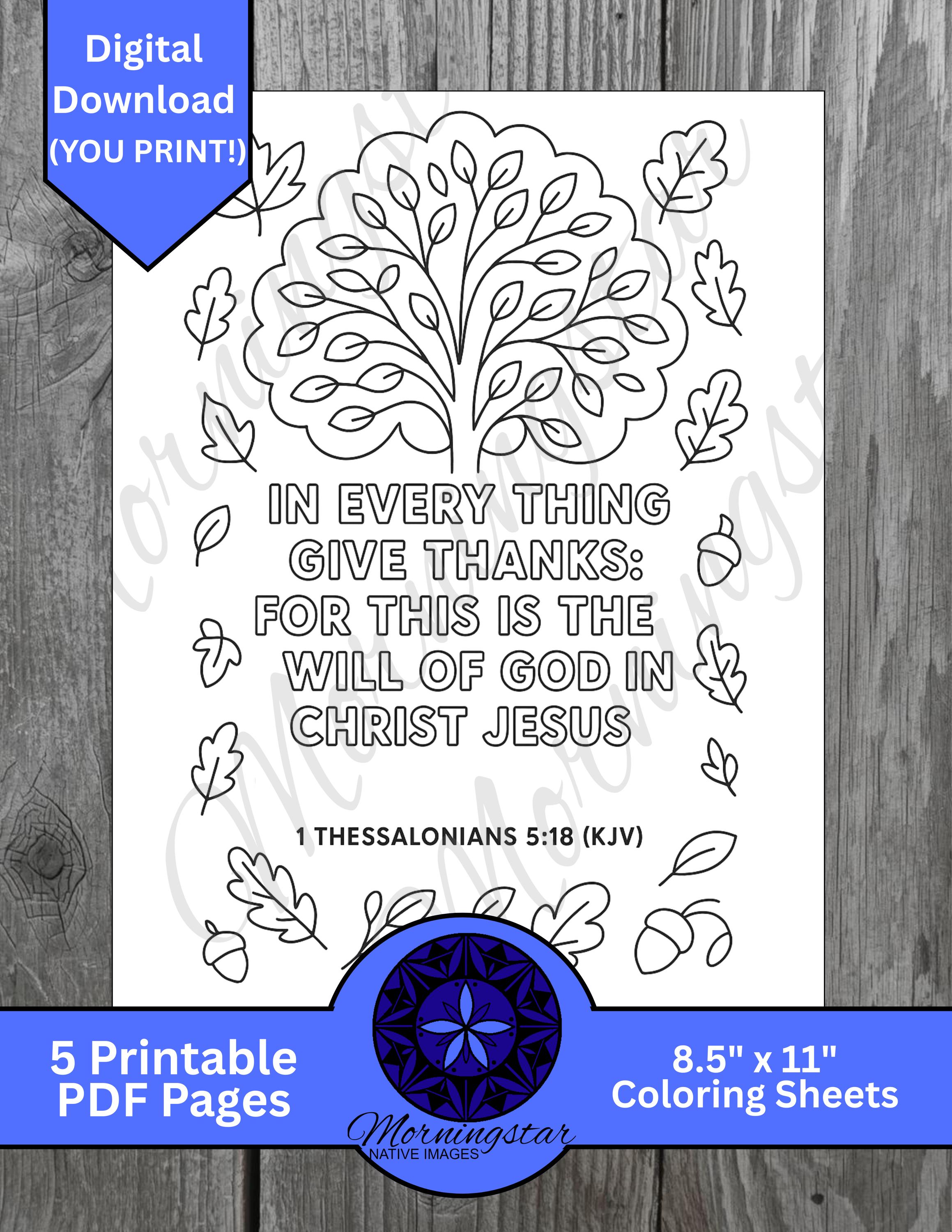 1 Thessalonians 5:18 Coloring Page | Give Thanks Printable | Christian ...