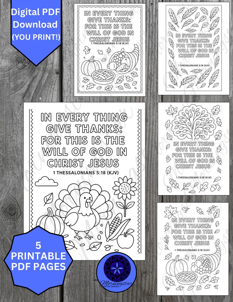 1 Thessalonians 5:18 Coloring Page | Give Thanks Printable | Christian ...