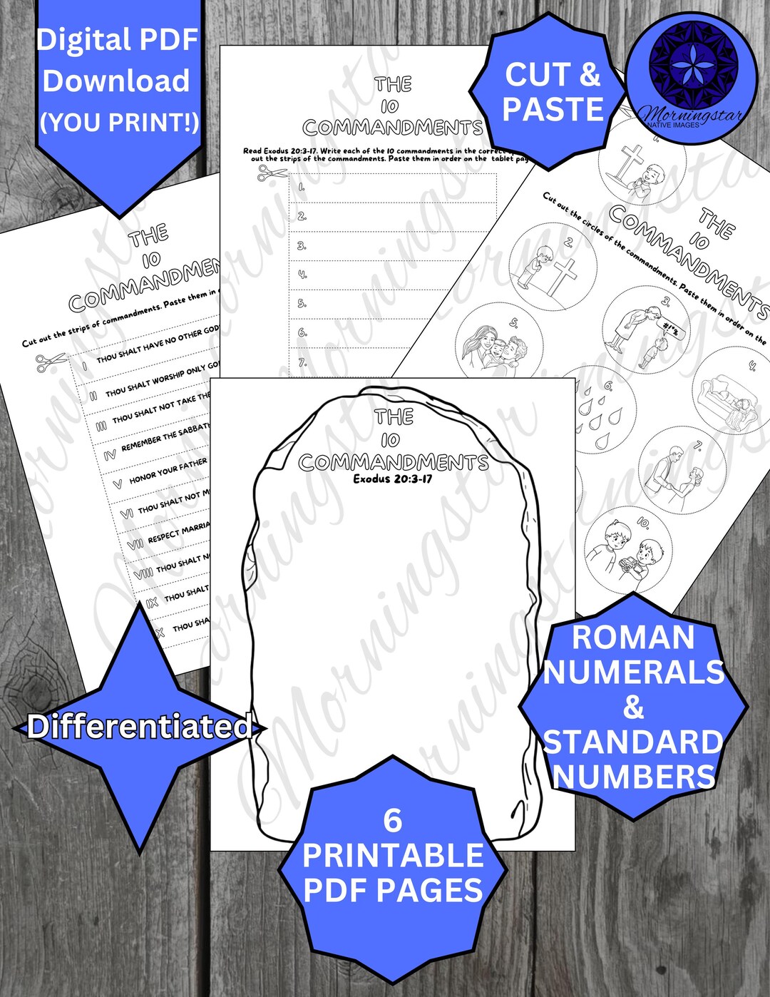 10 Commandments Cut & Paste Activity | Sunday School Printable (PDF) - Etsy