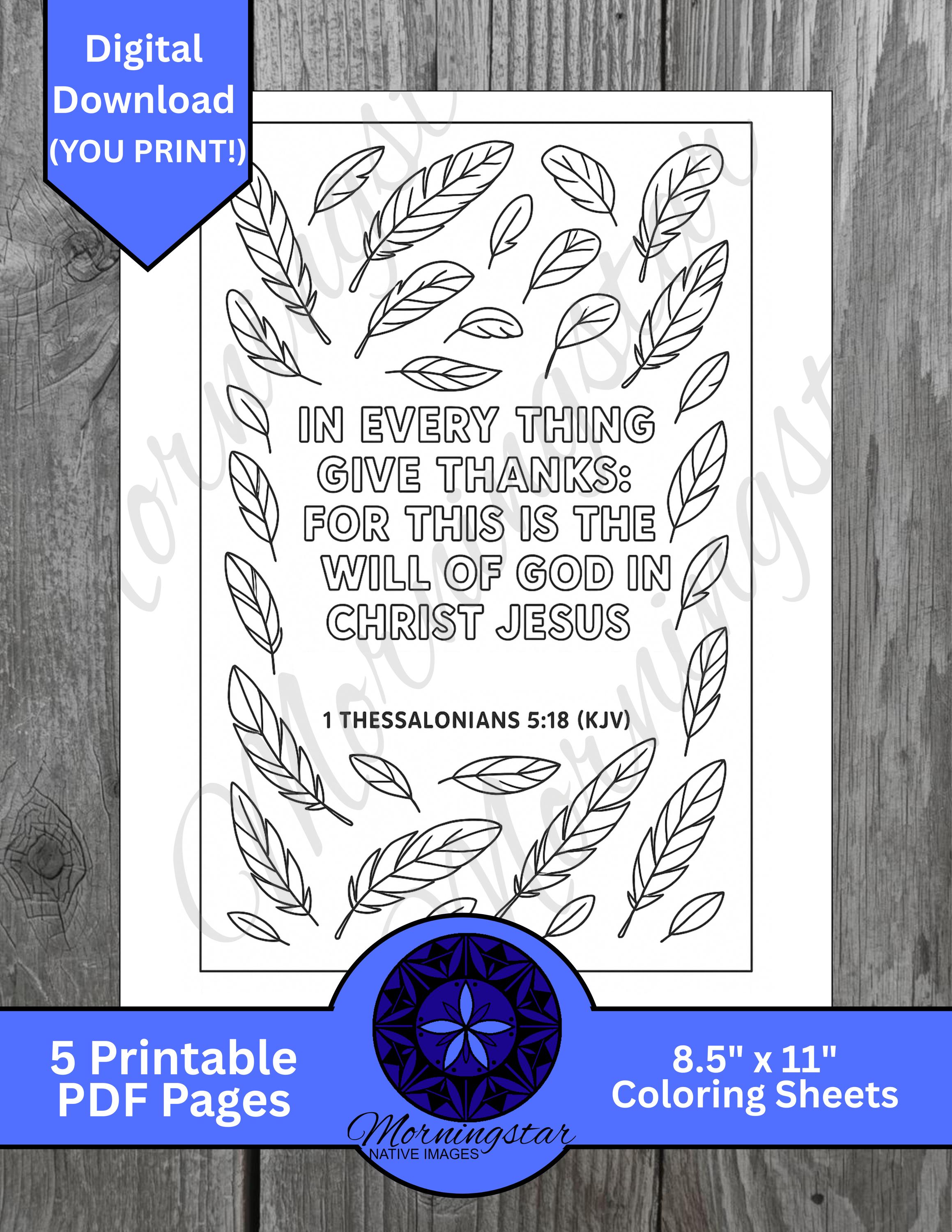 1 Thessalonians 5:18 Coloring Page | Give Thanks Printable | Christian ...