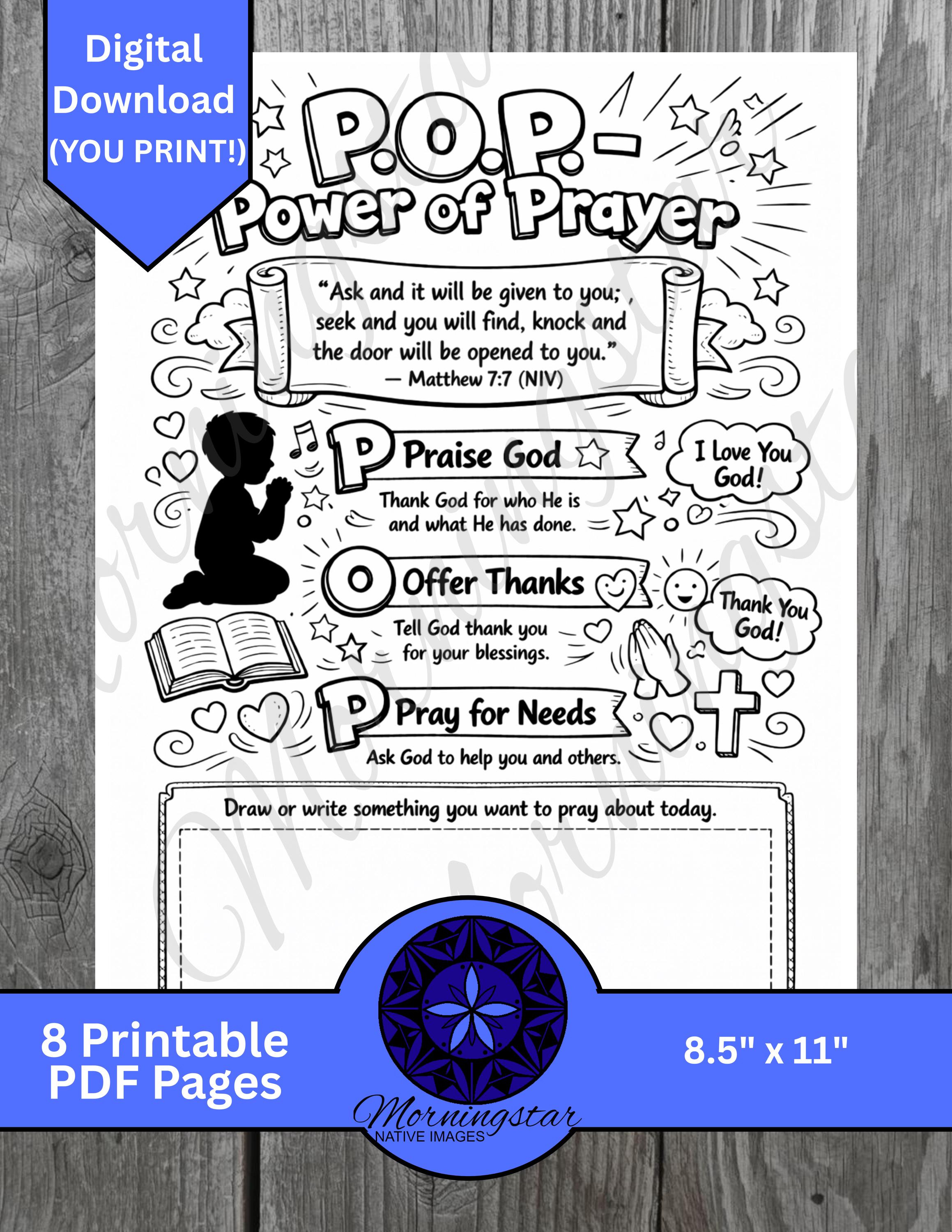 P.O.P Power of Prayer Coloring Pages | Christian Kids Prayer Activity ...