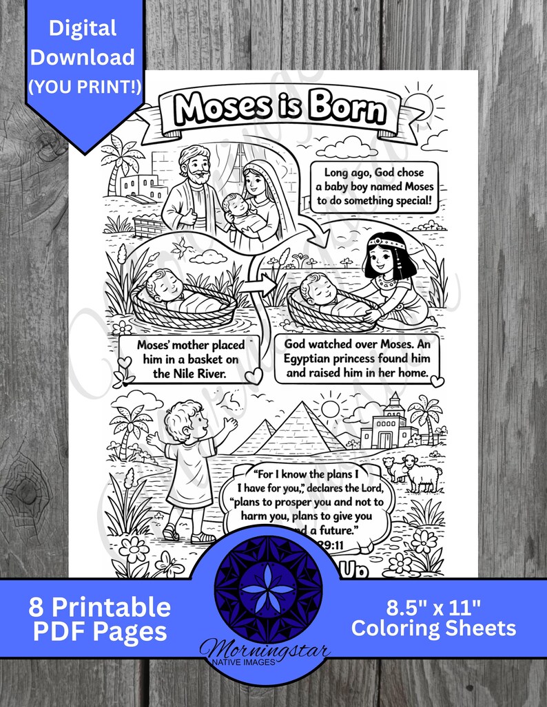 Life of Moses Coloring Pages | Bible Story Printable (PDF Set) - Etsy