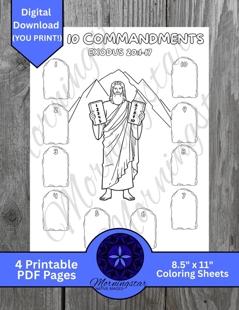 Moses and the 10 Commandments Coloring Page | Bible Story Printable ...