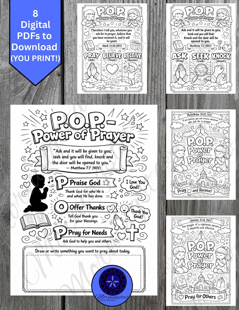 P.O.P Power of Prayer Coloring Pages | Christian Kids Prayer Activity ...