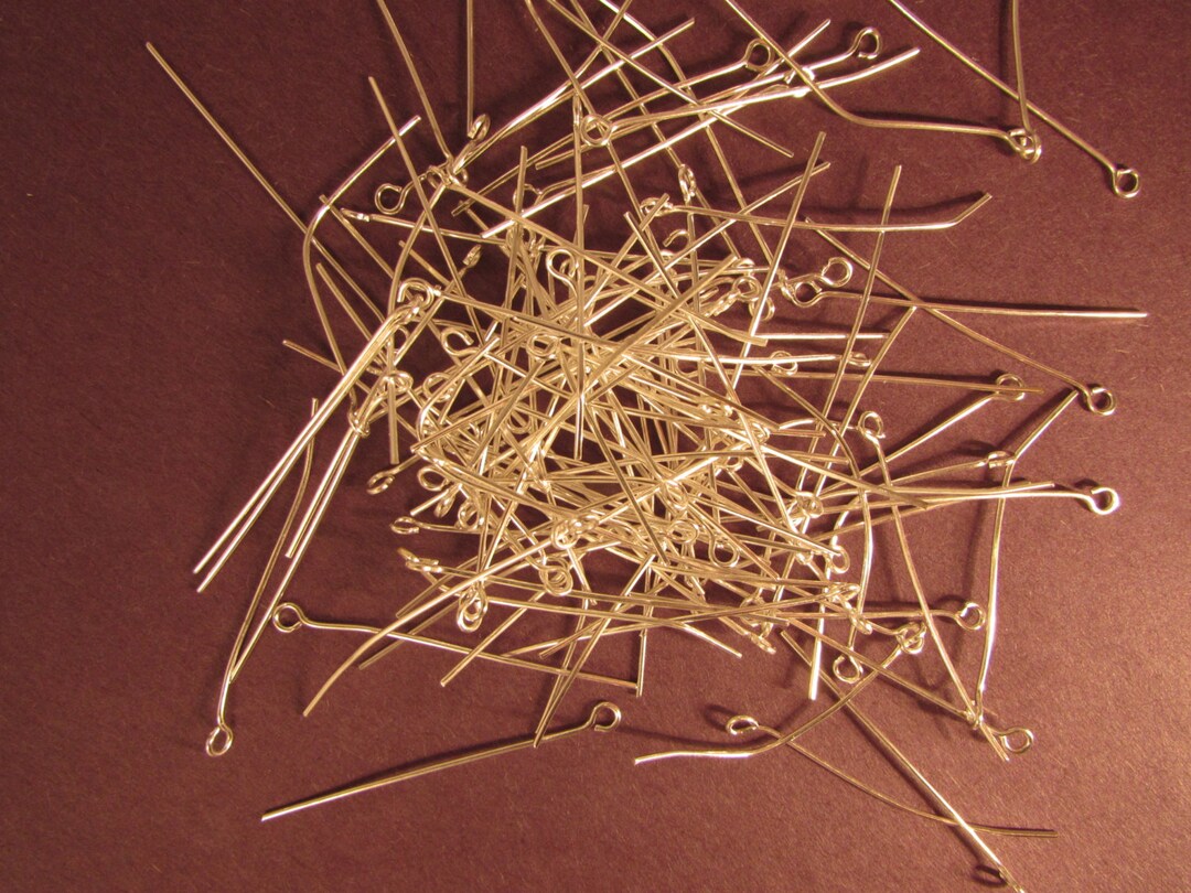 100 Eye Pins 40mm Silver Plated Eye Pins. 40mm X 0.7mm Eye - Etsy