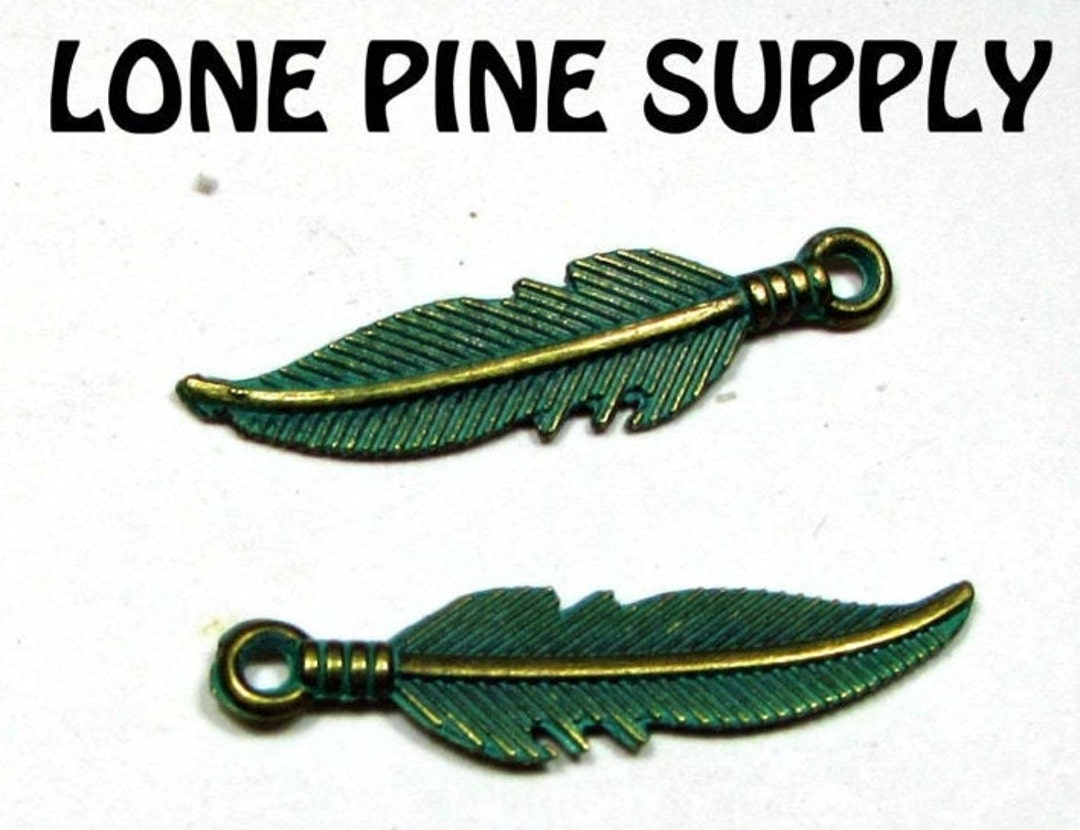 1 Inch Bronze Feather With Green Patina, Bronze Plated Feather, - Etsy