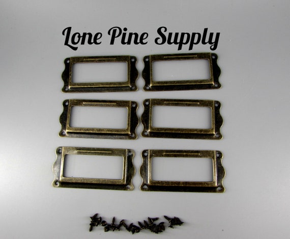 6 Antique Brass Drawer Label Holders Drawer Tag Holders - Etsy