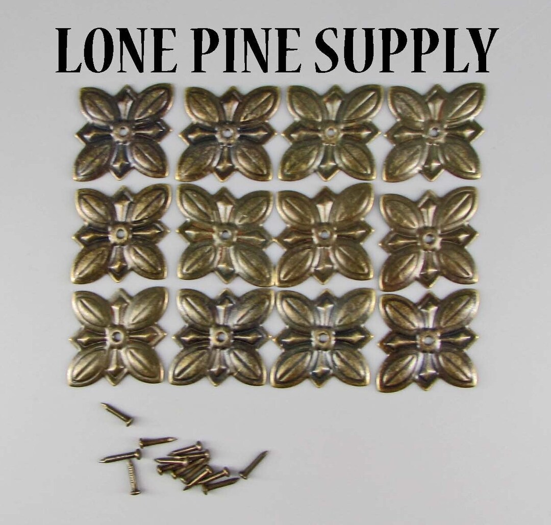 12 Decorative Nail Heads. Decorative Tacks, Brass Tacks, Ornamental ...