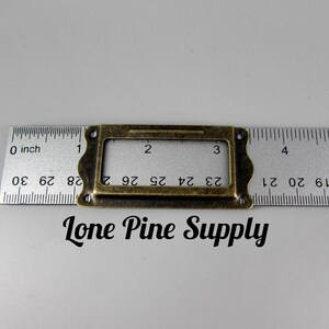 6 Antique Brass Drawer Label Holders, Drawer Tag Holders, Drawer Label ...