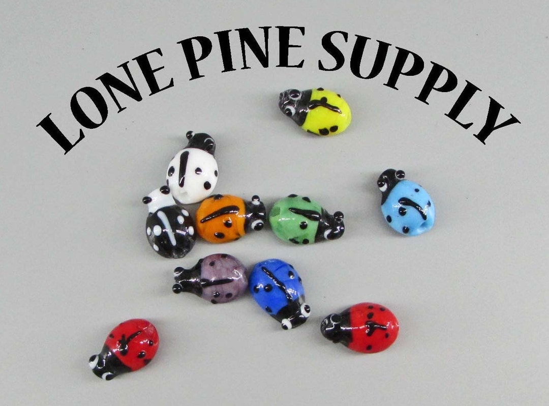 10 Ladybug Beads. Multi-colored Ladybug Beads, Lamp Work Hand Blown ...
