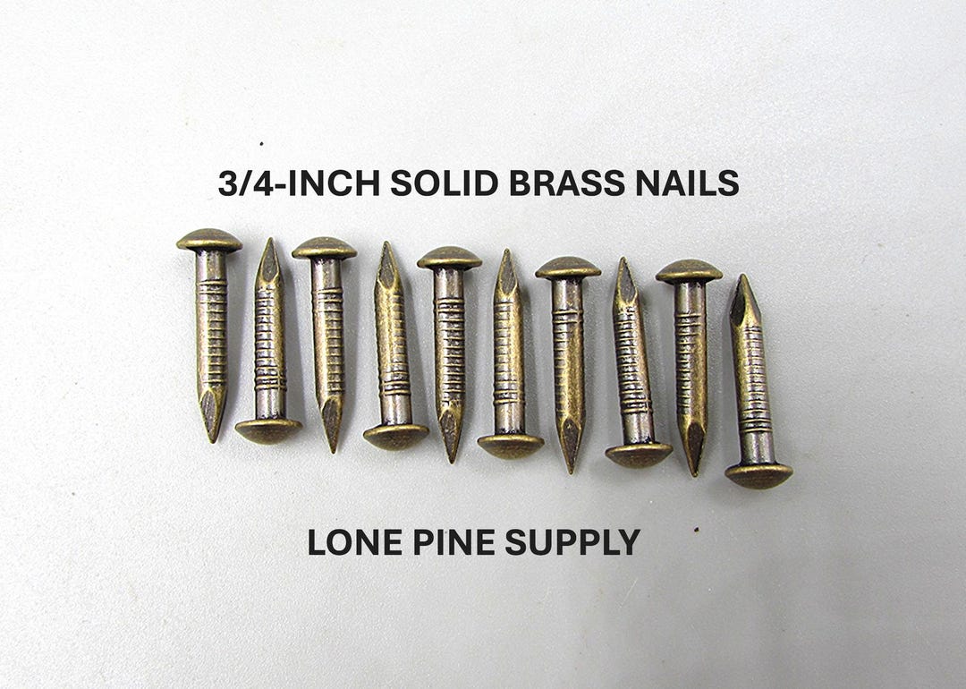 10 Antique Solid Brass Nails. Small Antique Brass Nails, 3/4 Inch Brass ...