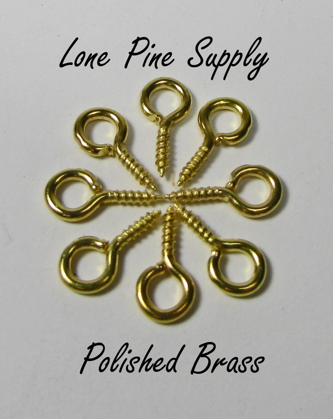 Polished Brass Eye Screws, 10mm Eye Screws, Brass Eye Screws. Craft ...