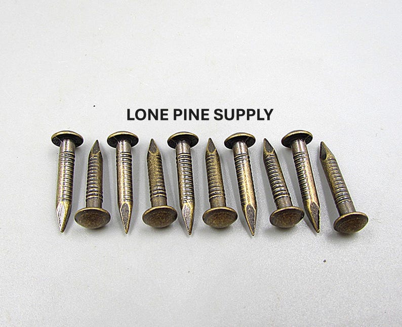 10 Antique Solid Brass Nails. Small Antique Brass Nails, 3/4 Inch Brass ...