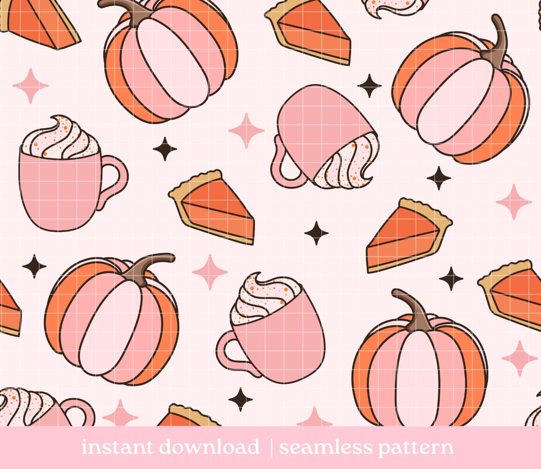Pumpkin Spice Seamless Pattern, Pumpkin Spice Fall Halloween Seamless ...