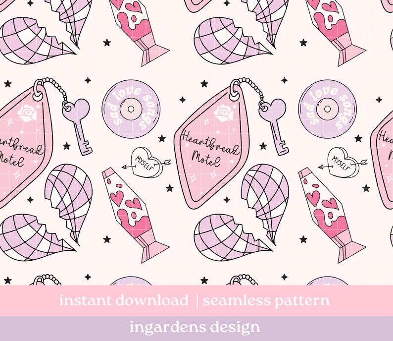 Heartbreak Hotel Seamless Pattern Valentine Pattern Digital - Etsy